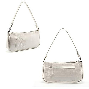 CHIC DIARY Women Tote Bag Small Clutch Purse Shoulder Handbag with Zipper (White)