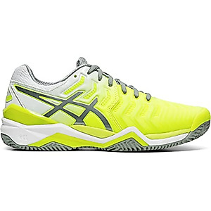 ASICS Women's Gel-Resolution 7 Clay Court Shoes, 7.5, Safety Yellow/Stone Grey