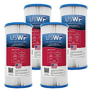 20 Micron 10 Inch x 4.5 Inch | 4-Pack Pleated Polyester Whole House Sediment Cartridge | Compatible with Watts FM-BB-10-20, Pentek S1-BB, Hydronix SPC-45-1020 | Made in the USA, US Water Filters