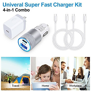 Android Type C Pixel 7 Fast Wall Charger for Google Pixel 7 Pro/6 Pro/6/5a/4XL,Samsung Galaxy S23 Ultra A23 A14 A04s S21 FE S22 A53 A13 A03s,20W PD USB C Charger Box 30W Car Adapter 6FT USB C-C Cable