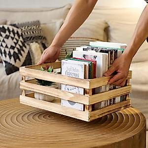 JUMBO HUMBLE Large Torched Wood Storage Crates Decorative, Set of 4 Nesting Wooden Crates for Display Rustic, Farmhouse Wooden Storage Container Boxes Made from 100% Wood