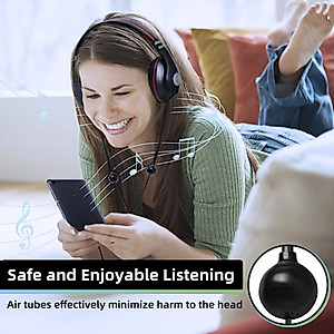 ibrain Air Tube Headphones Air Tube Headset Over The Ear Headphones Wired Airtube Headset with Patented Technology 3.5mm Jack for Computer, PC, Phone - Black