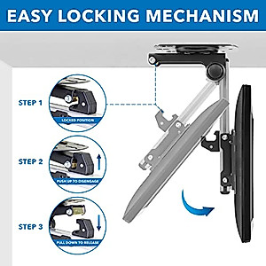 Mount-It! Under Cabinet TV Mount | Folding Ceiling Television Mount Bracket with 90 Degree Retractable Arm | Swivel and Fold Down Compatible with VESA 100x100 mm