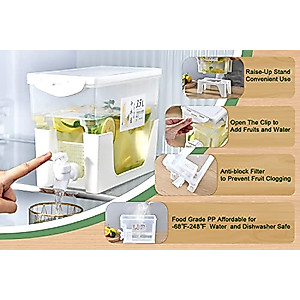 1PCS 0.9 Gallon Water Drink Dispenser For Fridge, Beverage Dispenser with Stand And Spigot, Plastic Pitcher with Lid, Water Storage Containers BPA Free, Lemonade Dispenser