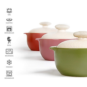 Neoflam Kiesel 1.5qt Non-Stick Ceramic Casserole Pot, Dutch Oven, Clay Pot, Stockpot for Stew, Soup, Steam, Scratch Resistant, Oven Safe, Heat Resistant, Lilac