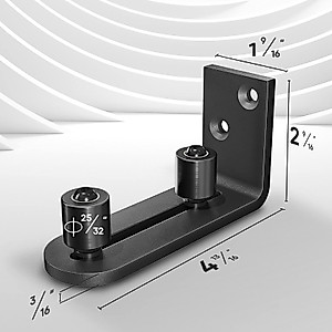 EaseLife Sliding Barn Door Bottom Floor Guide,Ball Bearings Adjustable Stay Roller,Wall Mount System,Flush Flat Bottom Design,2 Assemble Setup Options,Fit All Size Door,Black