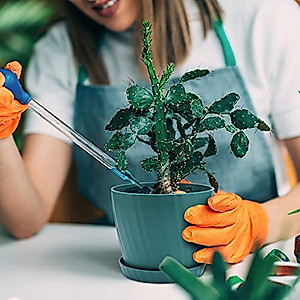 Faxinny Set of 6 Plastic Planters with Saucers ,7.5/7/6.5/6/5.5/4.5 Inch Plant Pots with Drainage Hole and Tray for All Indoor Plants, Flowers, Snake Plant and Succulents ,Green