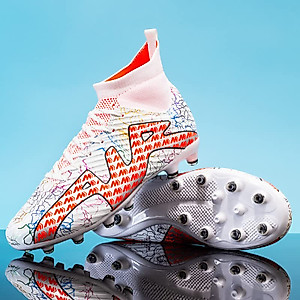 AOCON Men's Soccer Shoes Cleats FG/AG Youth Professional Spikes Athletic Football Sneaker Shoes for Training Outdoor Indoor