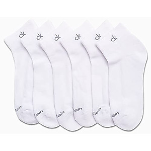 Calvin Klein Women's Athletic Sock - Cushion Quarter Cut Ankle Socks (6 Pack), Size 4-10, White