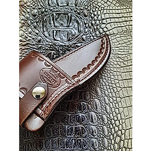 Custom Leather Cross Draw Knife Sheath for Buck 119 SPECIAL Knife, Dyed Brown, Sheath Only