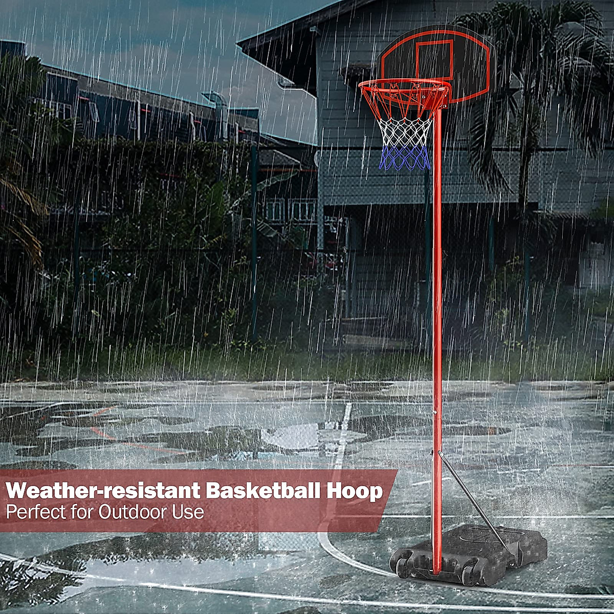 Giantex Portable Basketball Hoop Adjustable Height 6.5-8.5 FT, Backboard System Stand with 2 Wheels, Fillable Base, Weather-Resistant Nylon Net, Basketball Goal Indoor Outdoor for Kids Youth