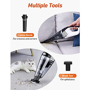 Handheld Vacuum Cordless Rechargeable, 8500Pa Powerful Handheld Vacuum Cleaner for Wet&Dry Use, Portable Handheld Vacuum Cleaner for Car/Home/Pet Hair Cleanup, Vac with Charging Dock&2 HEPA Filters