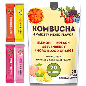Garden Kombucha Tea, 4 Flavor/20 Sachets (100g/3.52oz) Probiotics, Prebiotics, Sugar Free, Diet Tea, Healthy Drink Variety Pack