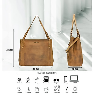 MARC PETER Hana Tan Hunter Leather Hobo Bag for Women | Top Handle Satchel | Women Fashion Shoulder Bag