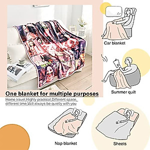 Nezuko Fluffy Blanket Anime Super Soft Throw Blankets Cozy Flannel Gift Blanket for Kids Adults All Season(50" X 60")