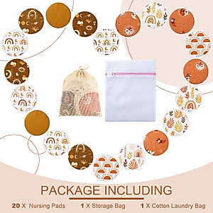 Berlune 20 Pcs 4.7" Reusable Nursing Pads Washable, Cotton Soft Breast Pads, Absorbent Nipple Pads with Storage Bag and Laundry Bag for Breastfeeding Pumping Bra
