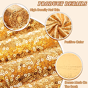 Shimeyao Sequin Fabric by The Yard, Glitter Fabric for Sewing Costumes, Shiny Fabric for Dress Clothing Wedding Backdrop Tablecloth Table Runner Home Decor(Gold, 12 Feet 4 Yard)