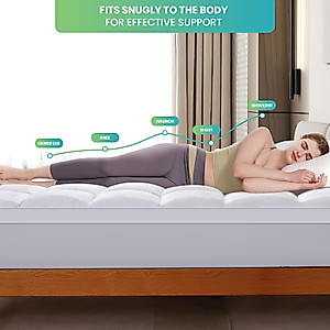 VALUXE Queen Mattress Topper Cooling Pillow Top Fitted Mattress Pad Cover Extra Thick Bed Topper Down Alternative Soft Mattress Protector for Back Pain Relief with 8-21 Inch Deep Pocket