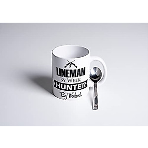 Lineman By Week Hunter By Weekend|Great Gift Idea|11 Ounce Ceramic Coffee Mug|M10076