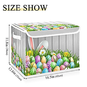 senya Easter Storage Baskets Collapsible Bins with Lids, Flowers Wood Boxes Clothes for Organizing (B06D22020)