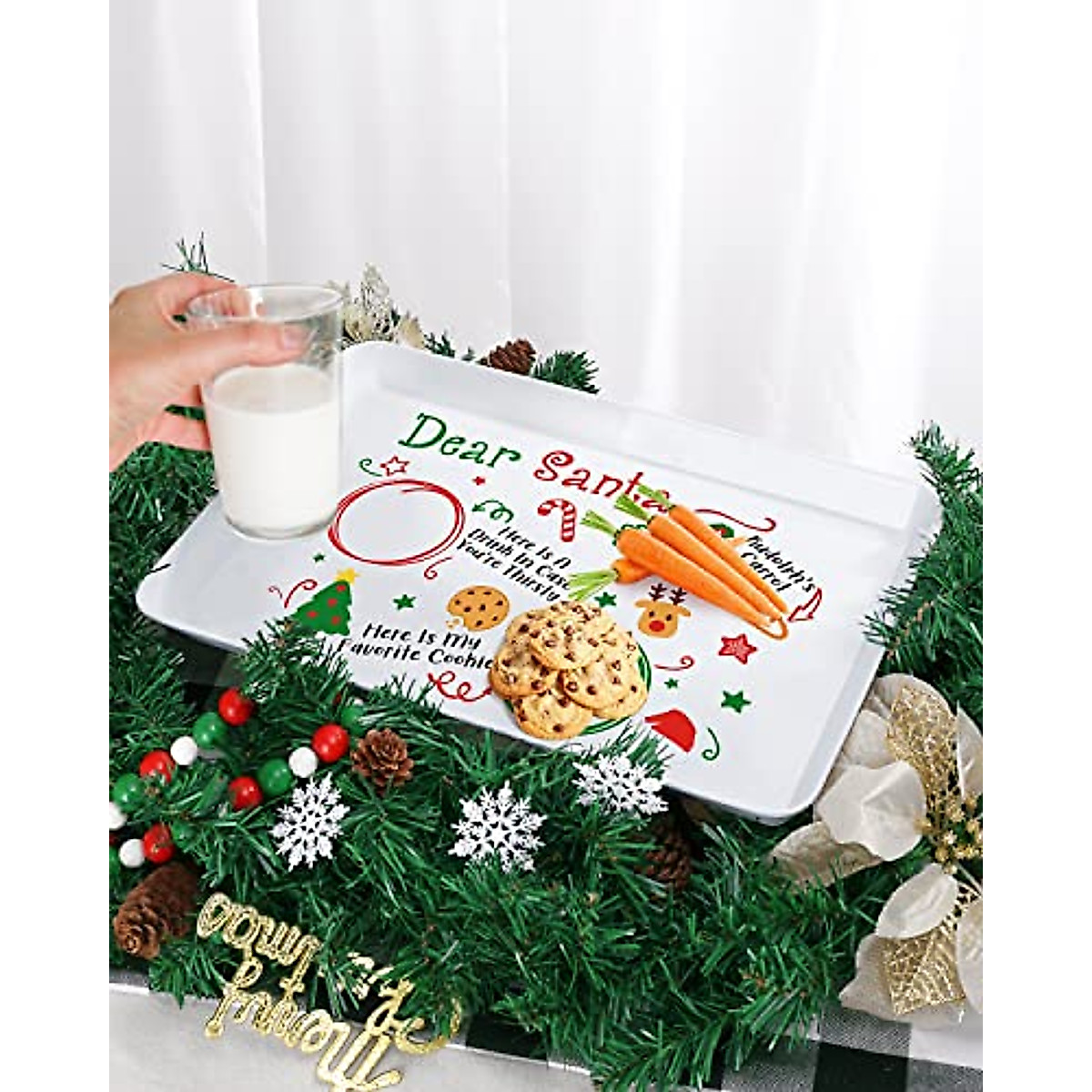 Nefelibata Santa Cookie Plate Christmas Serving Tray Plastic Cookies for Santa Platter and Tray Treat Rectangular Plate Christmas Eve Gift for Kids Xmas Holiday Sharing Snack Home Decorations Supplies