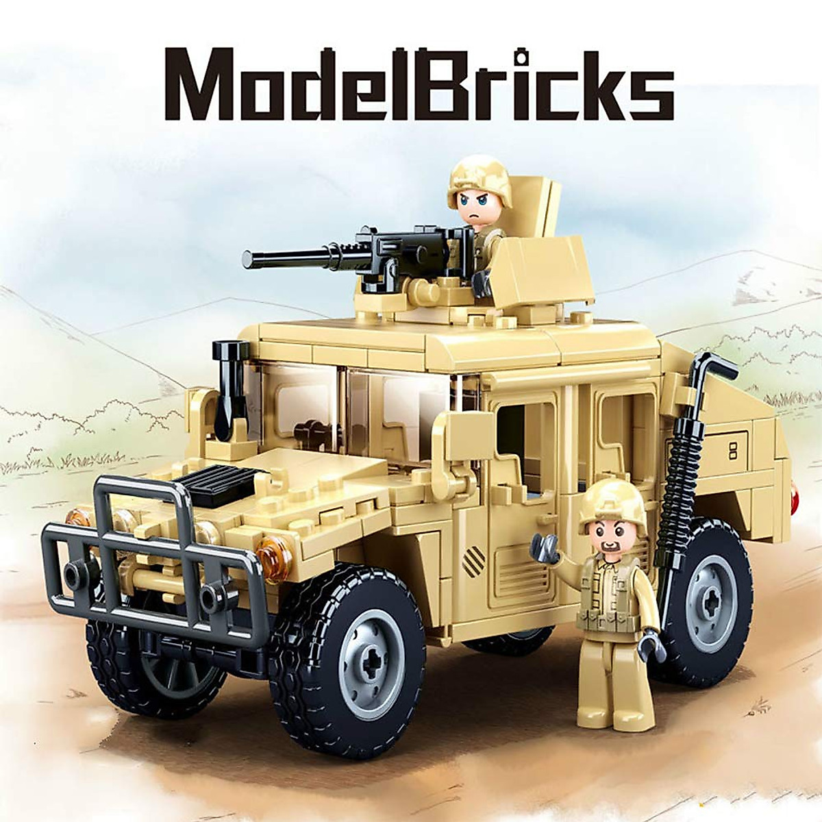 Octopbrik Military Vehicle Building Toy for Age 6 7 8 9 10 11 12+, Battle Brick, Compatible with Major Brand, Army Series Building Block with 2 Soldiers Figures (265 Pieces)