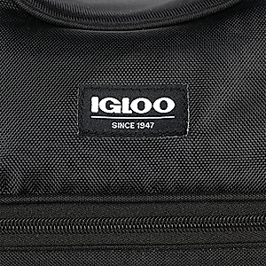 Igloo 16-Can Dual Compartment Insulated Gripper Lunch Bag,Charcoal Black