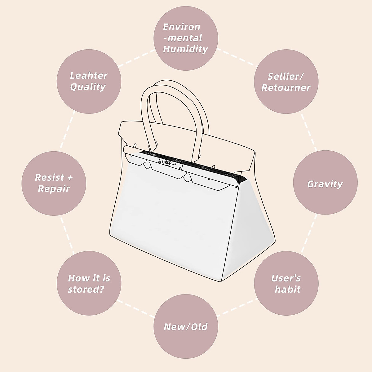 DGAZ Purse Pillow Shaper Insert,Luxury Handbag Tote Shapers, Memory Foam- Fits Birkin 25/30/35/40 Bag (White, BK25)