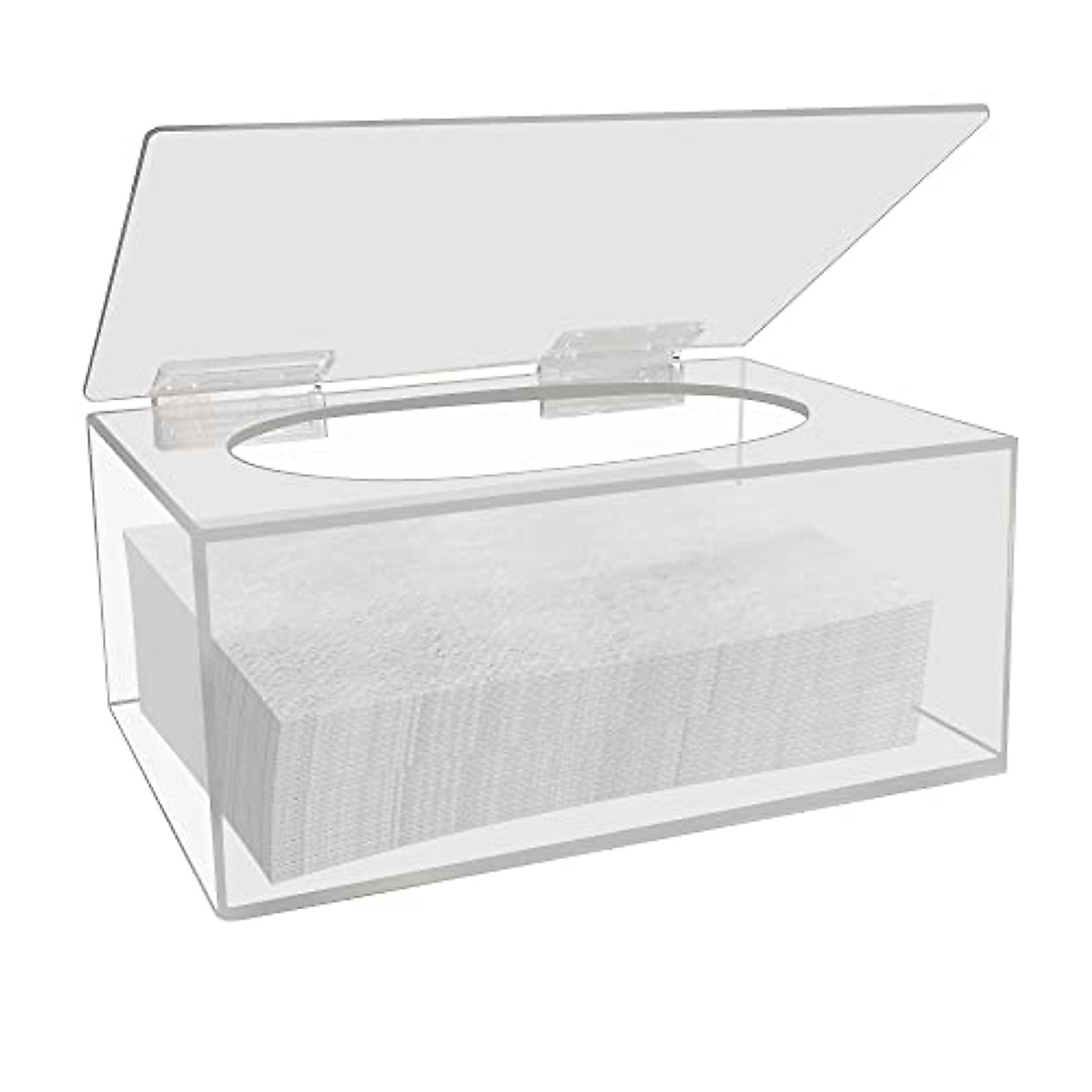 Dryer Sheet Dispenser with Hinged Lid,Acrylic Laundry Dryer Sheet Holder, Dryer Sheets Container for Fabric Softener Sheets, Tissue Box, Container Storage Box for Laundry Room Décor (Clear)