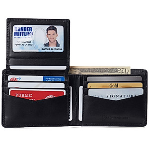Alpine Swiss RFID Connor Passcase Bifold Wallet For Men Leather Comes in a Gift Box Smooth Finish Black