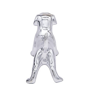 Nayothecorgi Beagle Dog Statue - Metallic Silver Standing Ceramic Dog Statue - Decorative Dog Sculpture for Garden or Home Décor - Beagle Dog Outdoor Statue - (11.5” x 7.0” x 4.5”)