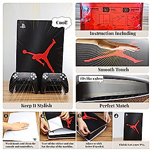 PS5 Skin Disk Edition Console and Controller, PS5 Stickers Vinyl Decals for Playstation 5 Console and Controllers, Disk Edition - Black Cement