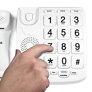 Tyler TBBP-4-WH Telephone for Seniors - Large Button Landline Phone for Elderly with Loud Speaker, Speed Dial, Ringer Volume Control, Wall Mount - Easy to See & Press Numbers - Works in Power Outage