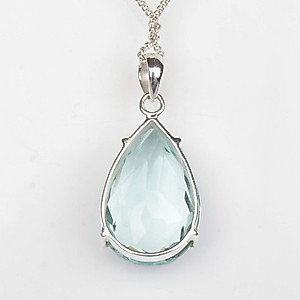 GEMHUB 90 Carat Sky Blue Color Aquamarine Gemstone Pendant Without Chain, Fine Pear Cut Sterling Silver 1 Piece Pendant Without Chain