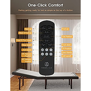 Koorlian Adjustable Bed Frame Twin, Small Adjustable Bed Base with Remote, Head and Foot Incline, USB Charging, Underbed Lighting, Electric Adjustable Beds with 12 inch Legs