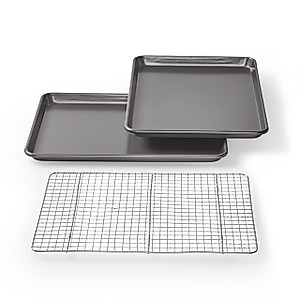 Chicago Metallic 16833 Professional Non-Stick Cookie/Jelly-Roll Pan Set with Cooling Rack, 17-Inch-by-12.25-Inch
