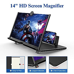 14" Screen Magnifier for Cell Phone -Fanlory 3D HD Magnifying Projector Screen Enlarger for Movies, Videos and Gaming – Foldable Phone Stand with Screen Amplifier–Compatible with All Smartphones