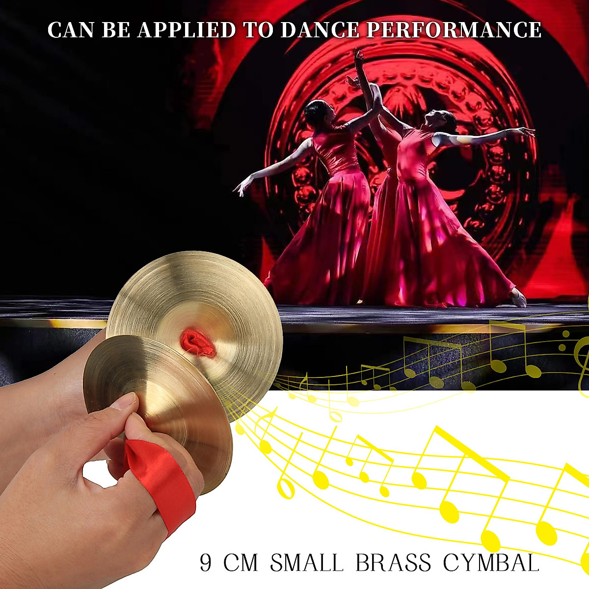 2Pcs Mini Copper Hand Cymbals 90mm Diameter Gong Band Rhythm Beats Percussion Musical Instrument for Parties, Dances, Belly Dances, Holiday Celebration