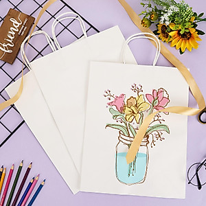 Moretoes Paper Bags with Handles 100pcs 10x5x13 Inches, White Kraft Gift Bags Bulk, Shopping Bags, Retail Bags for Small Business, Birthday Wedding Party Favor Bags, Merchandise Bags