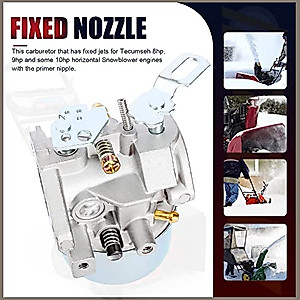 QAZAKY Adjustable Carburetor Compatible with Tecumseh 640349 640052 640054 640058 640058A HMSK80 HMSK85 HMSK90 HMSK100 HSMK110 LH318SA LH358SA 8HP 9HP 10HP Snowblower Generator Chipper Shredder Carb