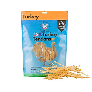 Natural Cravings: USA Turkey Tendons - 8 oz - Dog & Cat Chew, All Sized Pets, Light Chewers, Slow Roasted Single Ingredient Treat, Preservative Free
