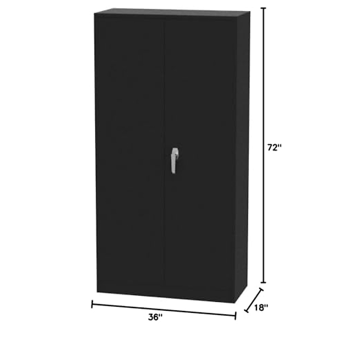 Greenvelly Metal Storage Cabinets 72” Black Garage Steel Storage Cabinet with Doors and Shelves, Metal Tool Cabinet, Steel File Cabinet for Home Office, Basement, Warehouse, Classroom（Anti Tipping）