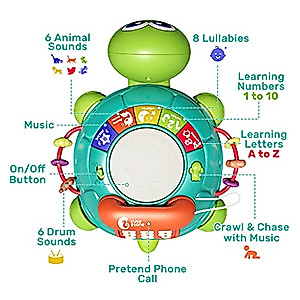 CUTE STONE Baby Toys 6 to 12 Months, Musical Turtle Crawling Baby Toys for 12-18 Months, Early Learning Educational Toy with Light & Sound,Toy for Infant Toddler Boy Girl 7 8 9 10 11 12 Month