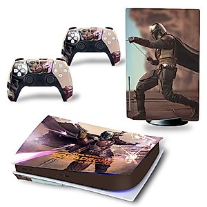 PS5 Console and DualSense Controller Skin Vinyl Sticker Decal Cover, Suitable for Playstation 5 Console and Controller, Durable, Scratch-Resistant, Disk Version (Manda lorian[4423])
