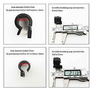20PCS Plastic C Clamp for Camping Awning Tent Poles of 11mm/17mm/20mm/25mm Black Clip to Fix Tent Cover Screen for Width of Webbing Strap Less than 19mm/21mm/25mm
