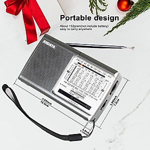 XHDATA D219 Portable AM FM Shortwave Radio Battery Operated Small Great Reception Radio with Good Sound,Earphone Jack for Elder,Home,Child [Silver]