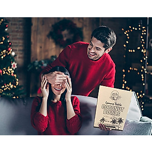 LANNA Natural Polished Coconut Bowls Set of 2 with Hand Carved Wood Spoons & Bamboo Straws - Perfect Eco-Friendly Gifts for Vegan, Buddha Bowls, Acai Smoothie Drinking Cups(Medium)