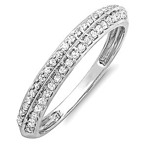 Dazzlingrock Collection 0.25 Carat (Cttw) 14K Round White Diamond Anniversary Stackable Knife edge Ring 1/4 CT, White Gold, Size 5.5