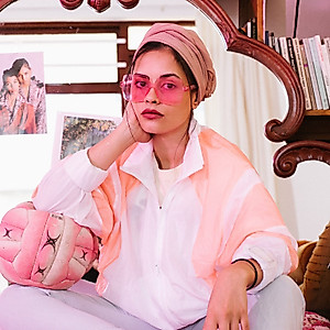 Pibupibu 12 Pack Square Rimless Party Sunglasses Bulk, Transparent Tinted One Piece Colorful Sunglasses for Adult Teens, Candy Color