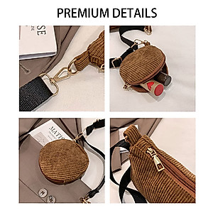 OANEXX Corduroy Crossbody Bag with Coin Purse for Women Multipurpose Corduroy Shoulder Phone Purse including 2 Size Bags (black)